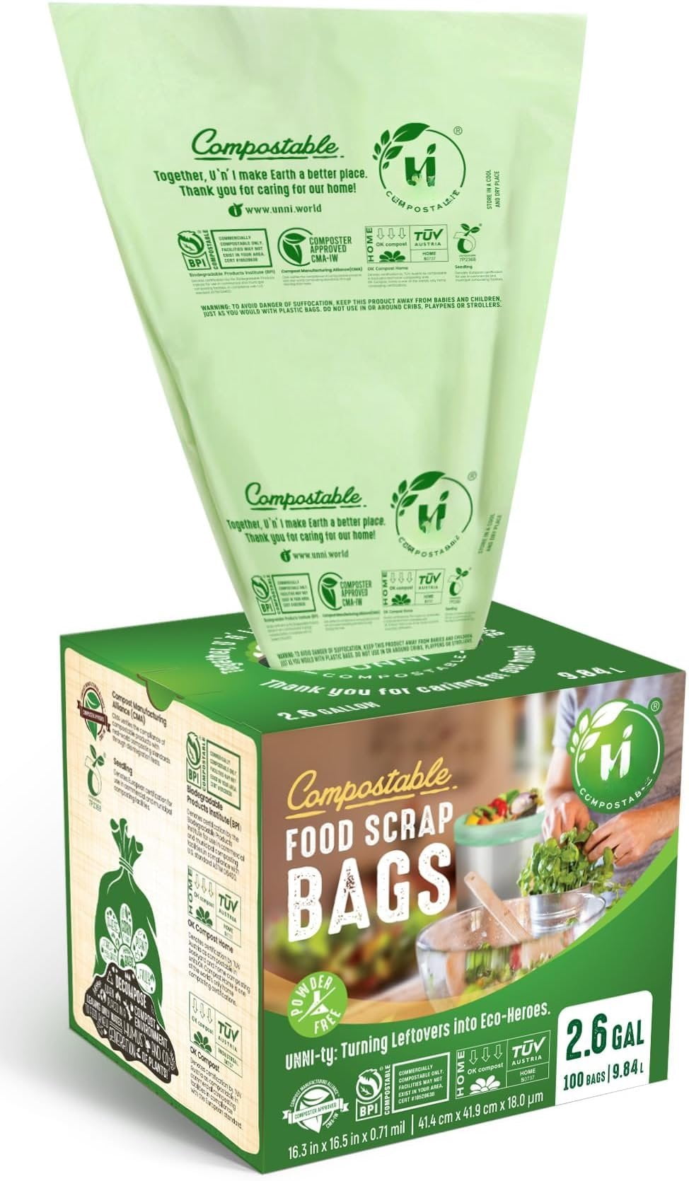 Trash Bags, 2.6 Gallon / 9.84 Liter, 100 Count, Extra Thick 0.71 Mil ...
