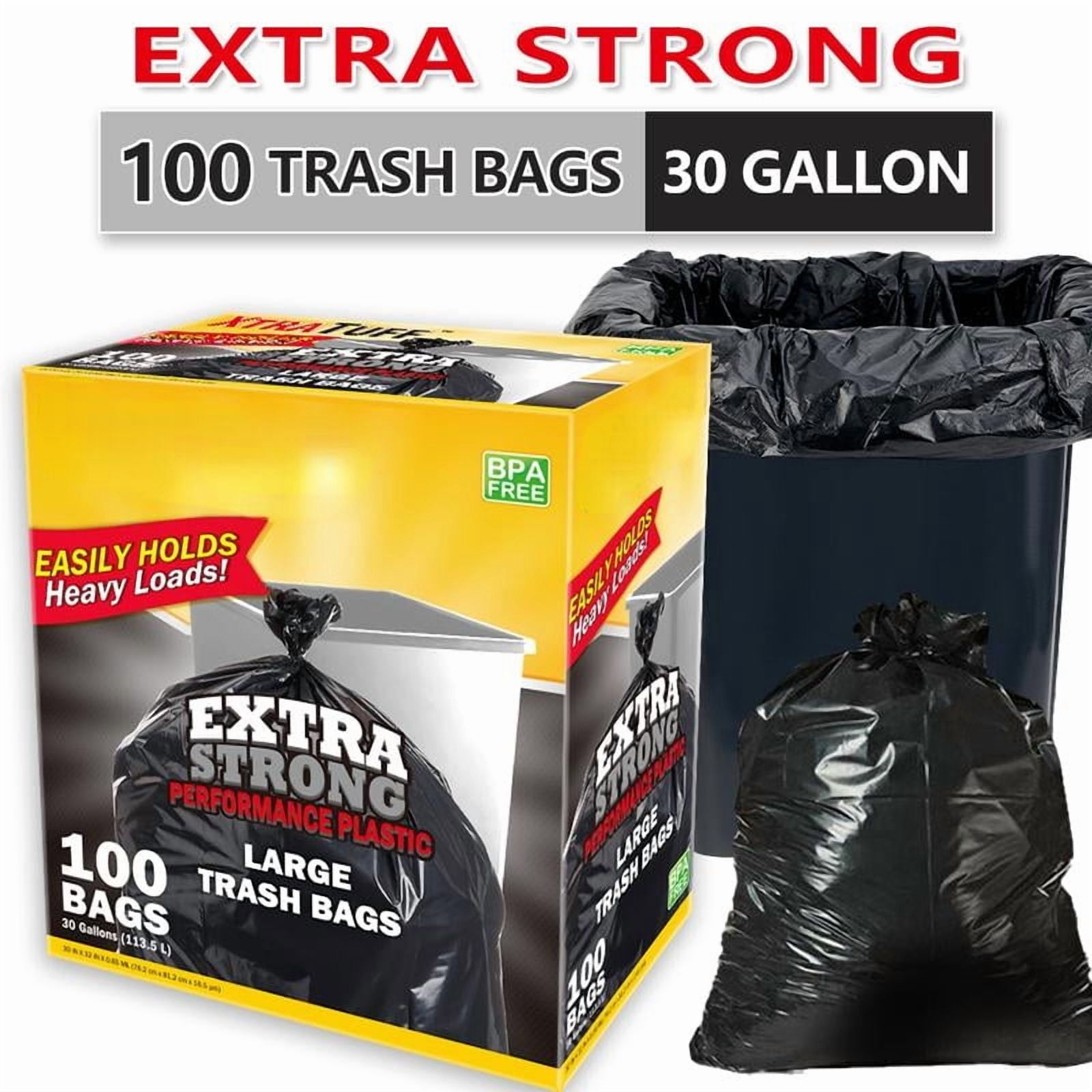30 Gallon Heavy Duty Trash Bags, 100 Count - Large Garbage Bags with ...
