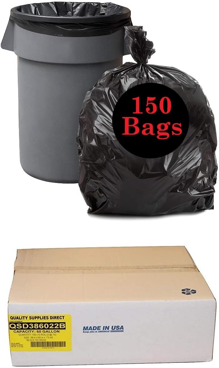 Trash Bags Black, 55-60 gallon - (150 Count) True 22 Micron Heavy Duty ...