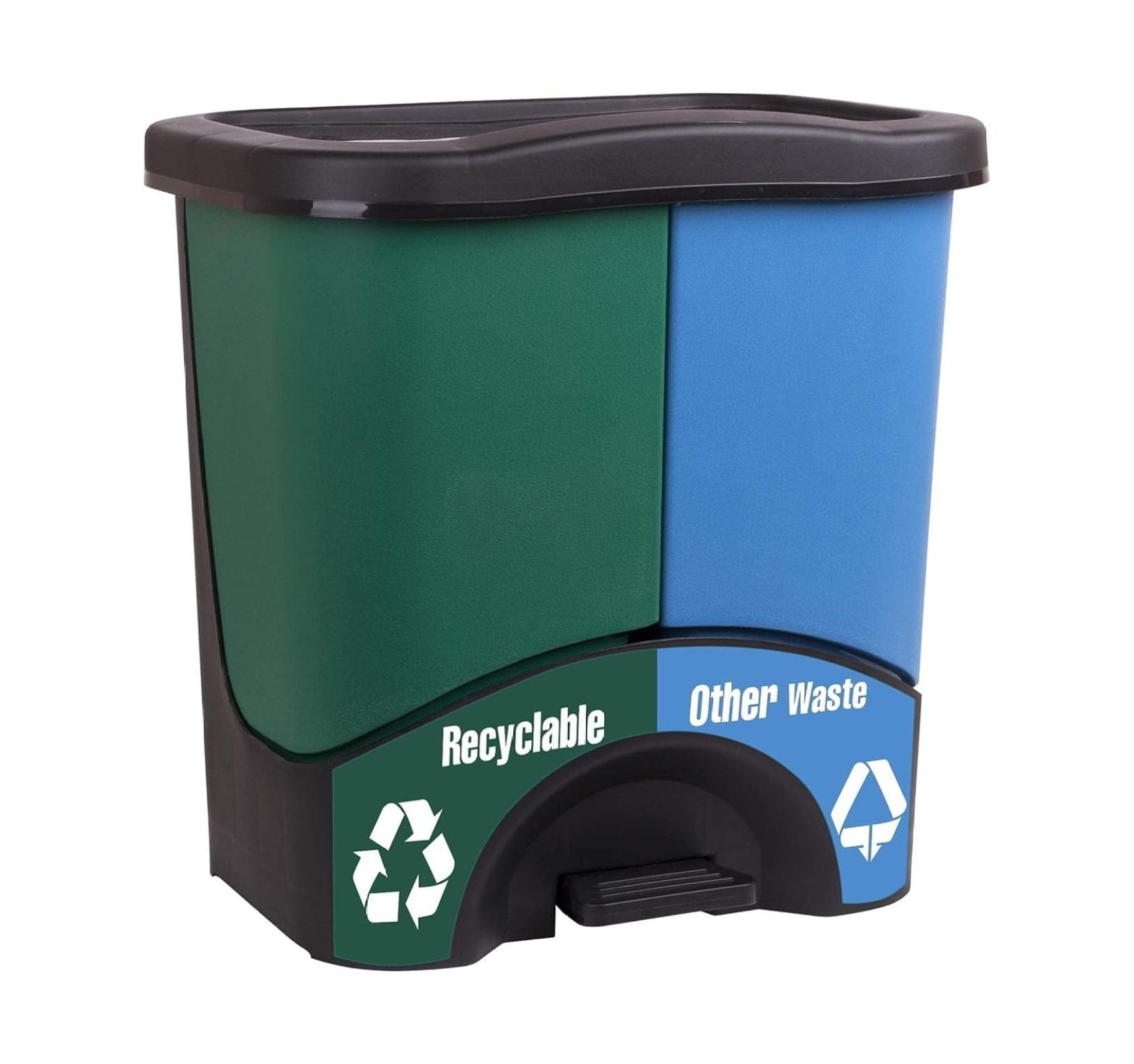 Trash Bins - 3 Gallon - 17.5inW x 17.5inH x 13inD - Double Bin - Green ...