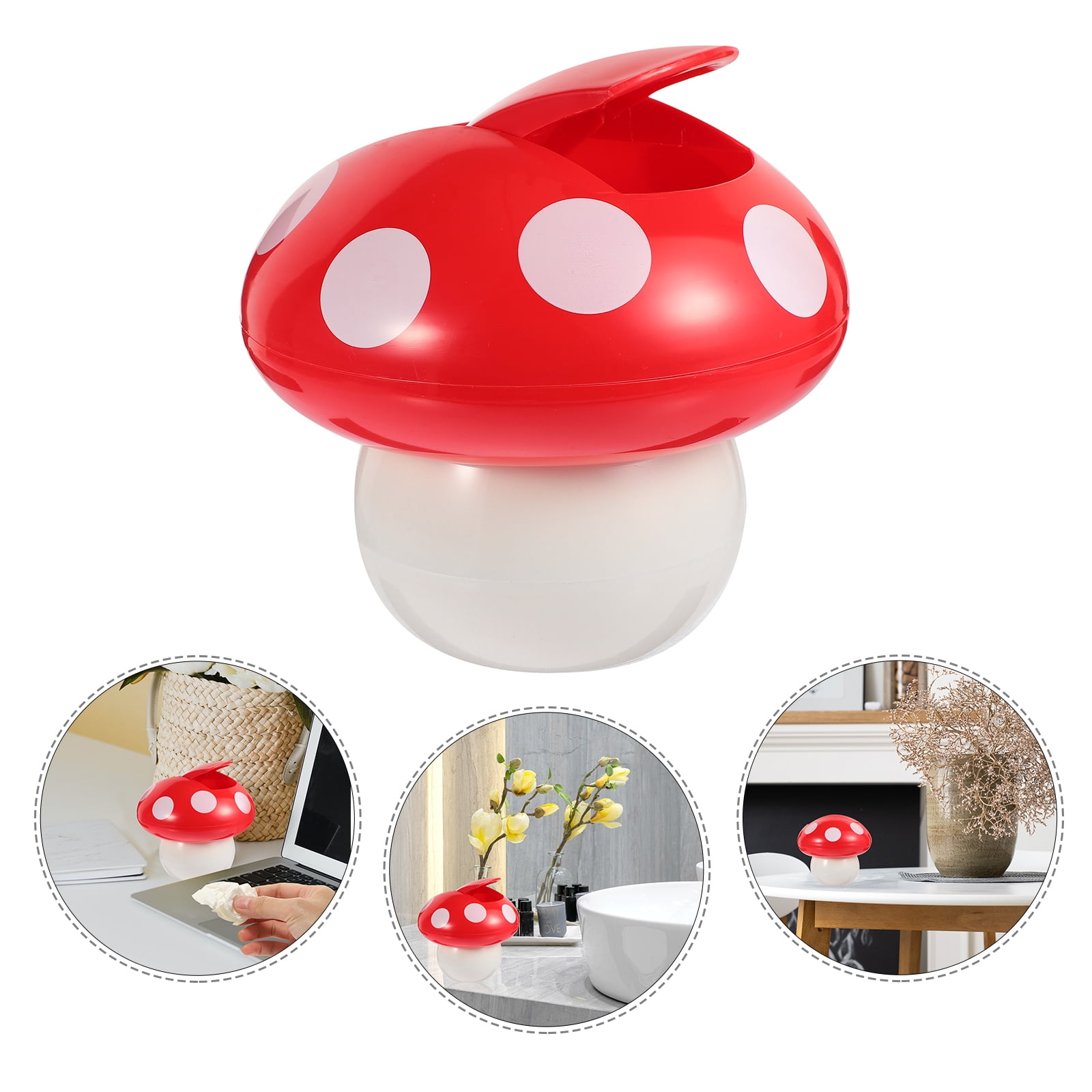 IMIKEYA Mushroom Shaped Garbage Can Desktop Trash Bin Red Compact for ...