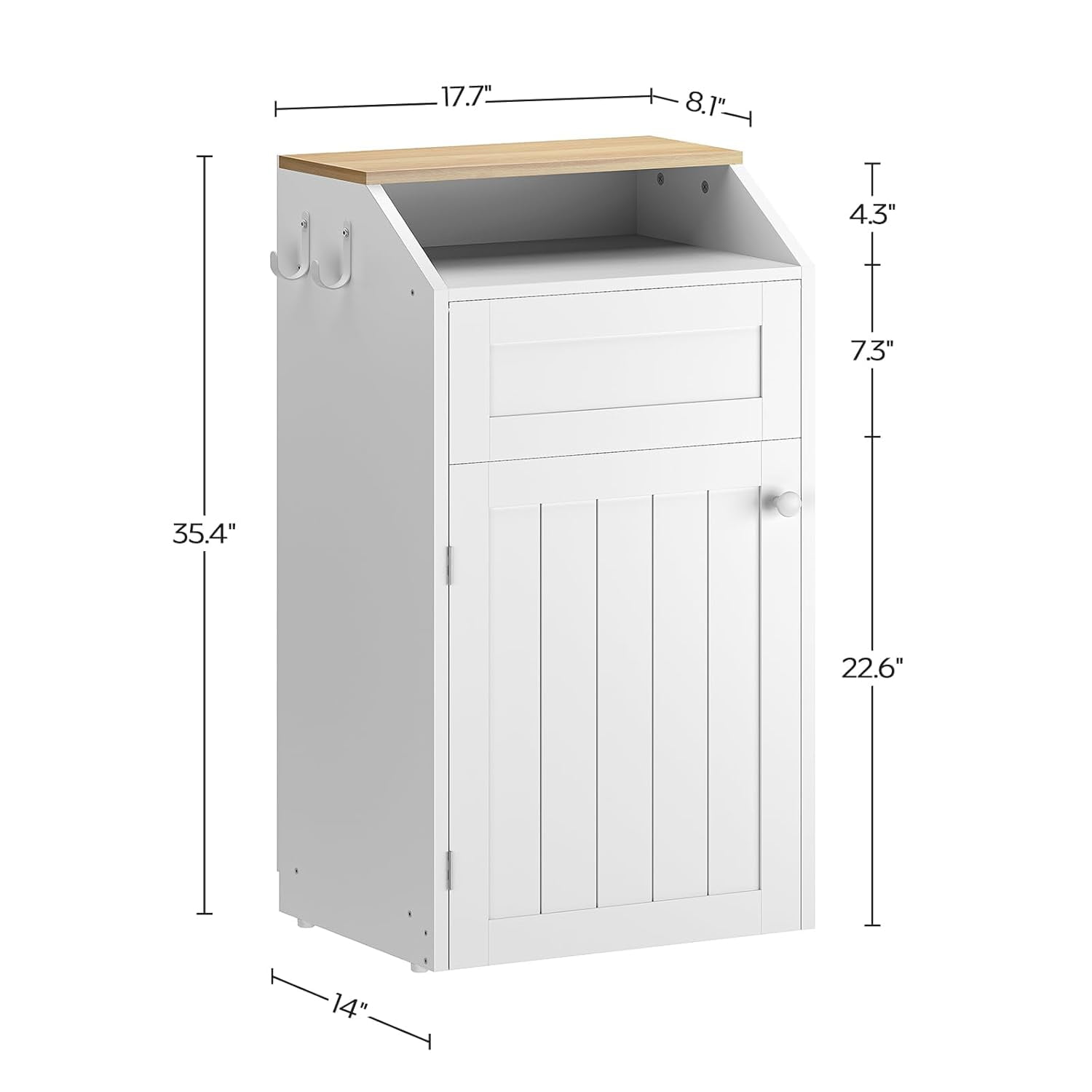 Trash Cabinet Freestanding Wooden Recycling Bin with Flip Door Hidden ...
