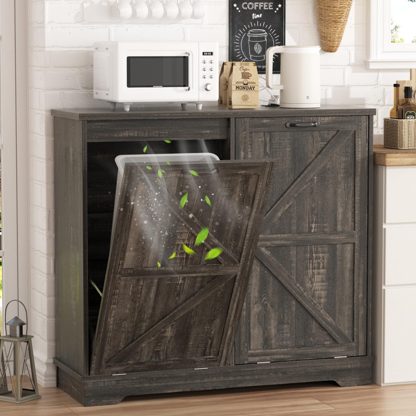 Trash Cabinet Tilt Out Trash Cabinet, Free Standing Recycling Trash Can ...