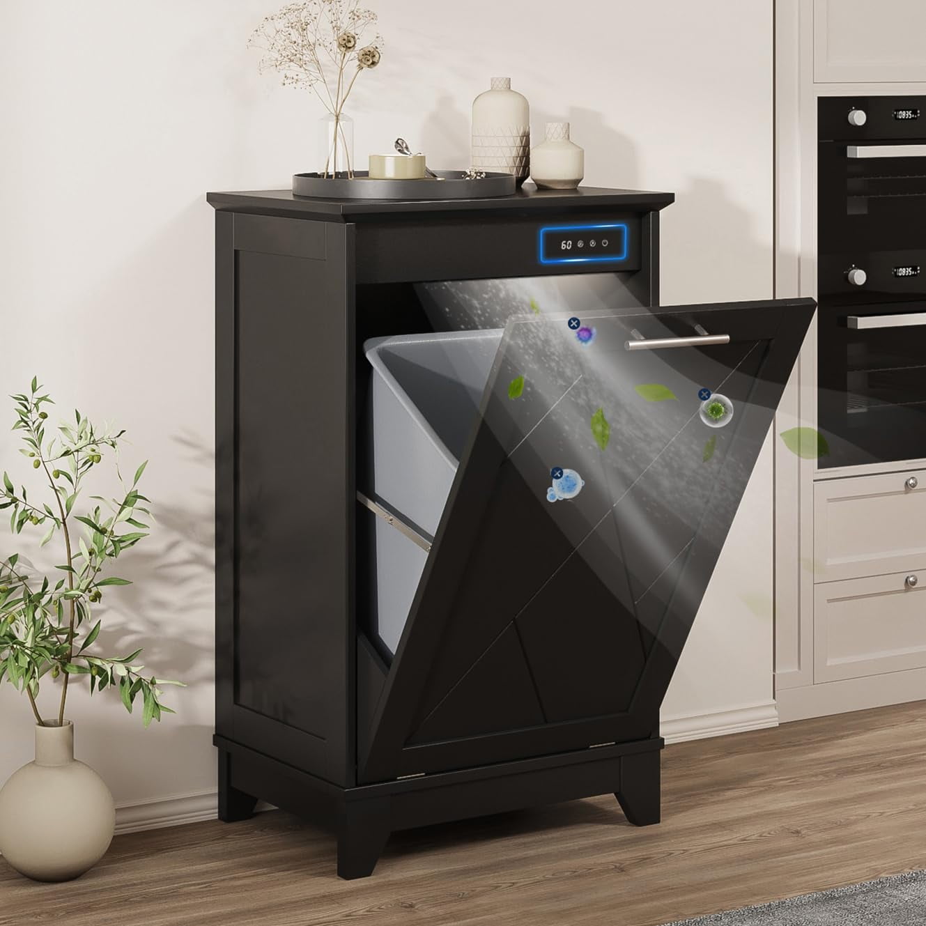 Trash Cabinet Tilt Out Trash Cabinet, Free Standing Recycling Trash Can ...