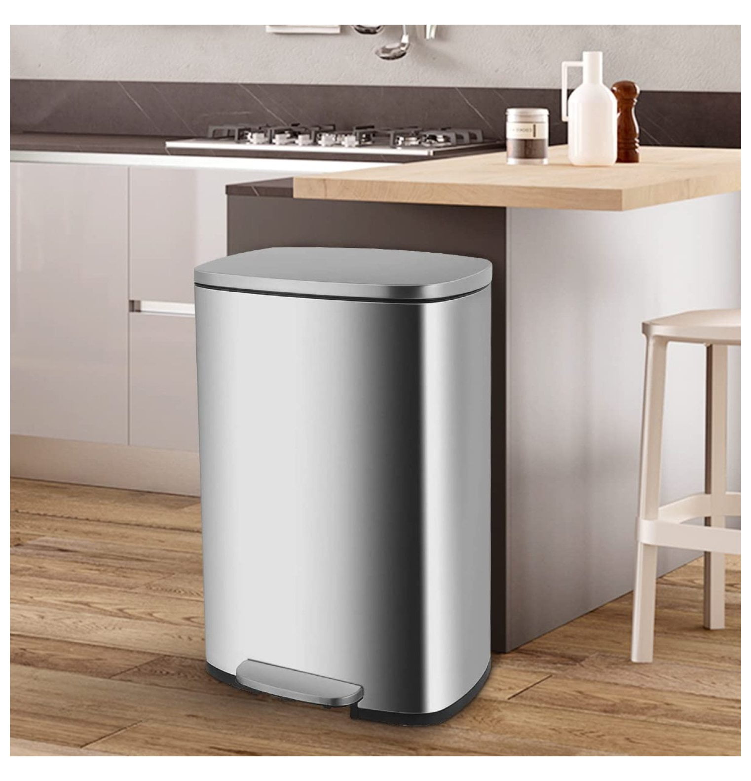 Trash Can 13.2 Gallon Step Kitchen Garbage Can with Lid Fingerprint ...