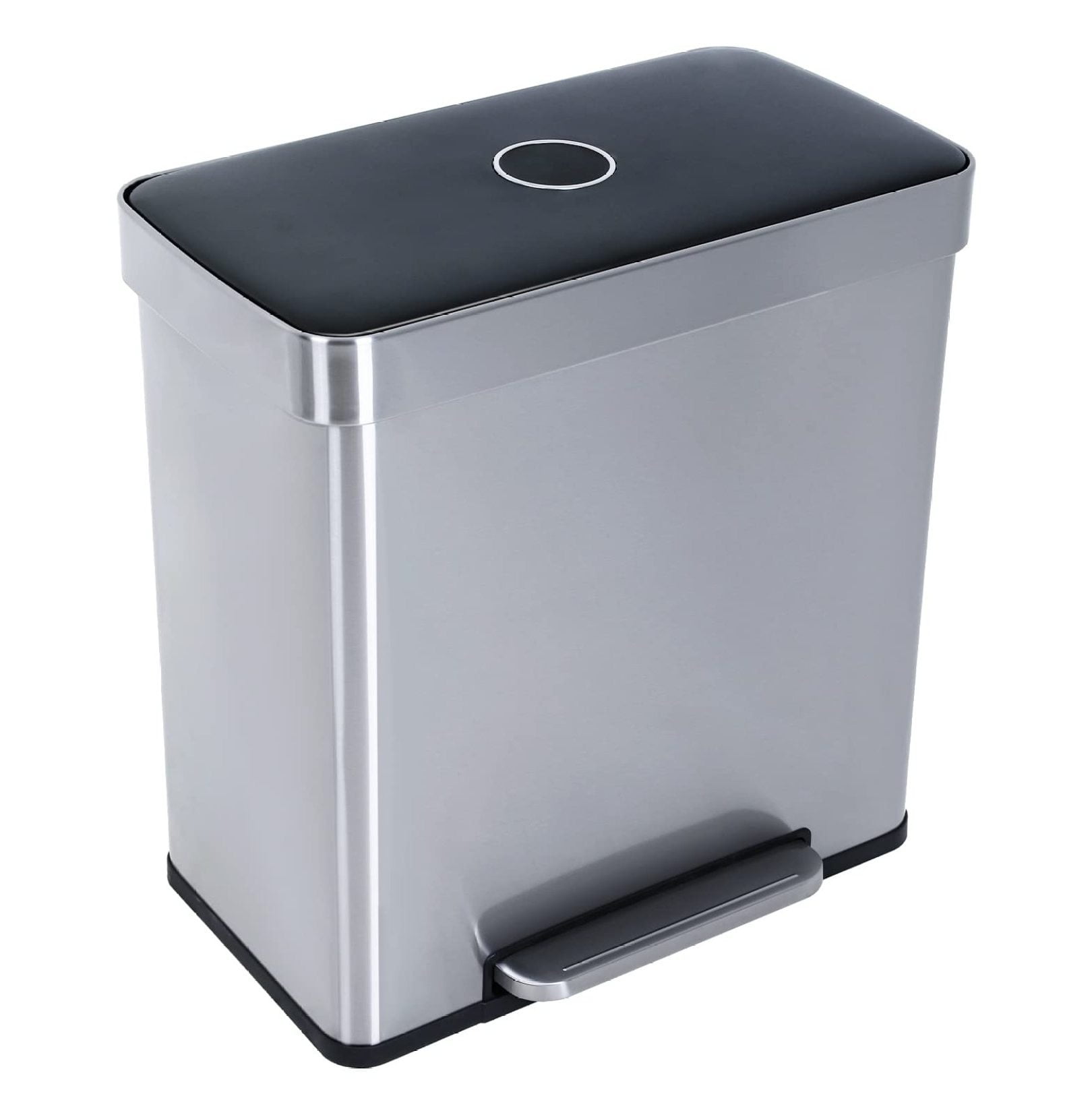 Trash Can,16 Gallon (2X30L) Dual Garbage Can with Mute Metal Waste Bin ...
