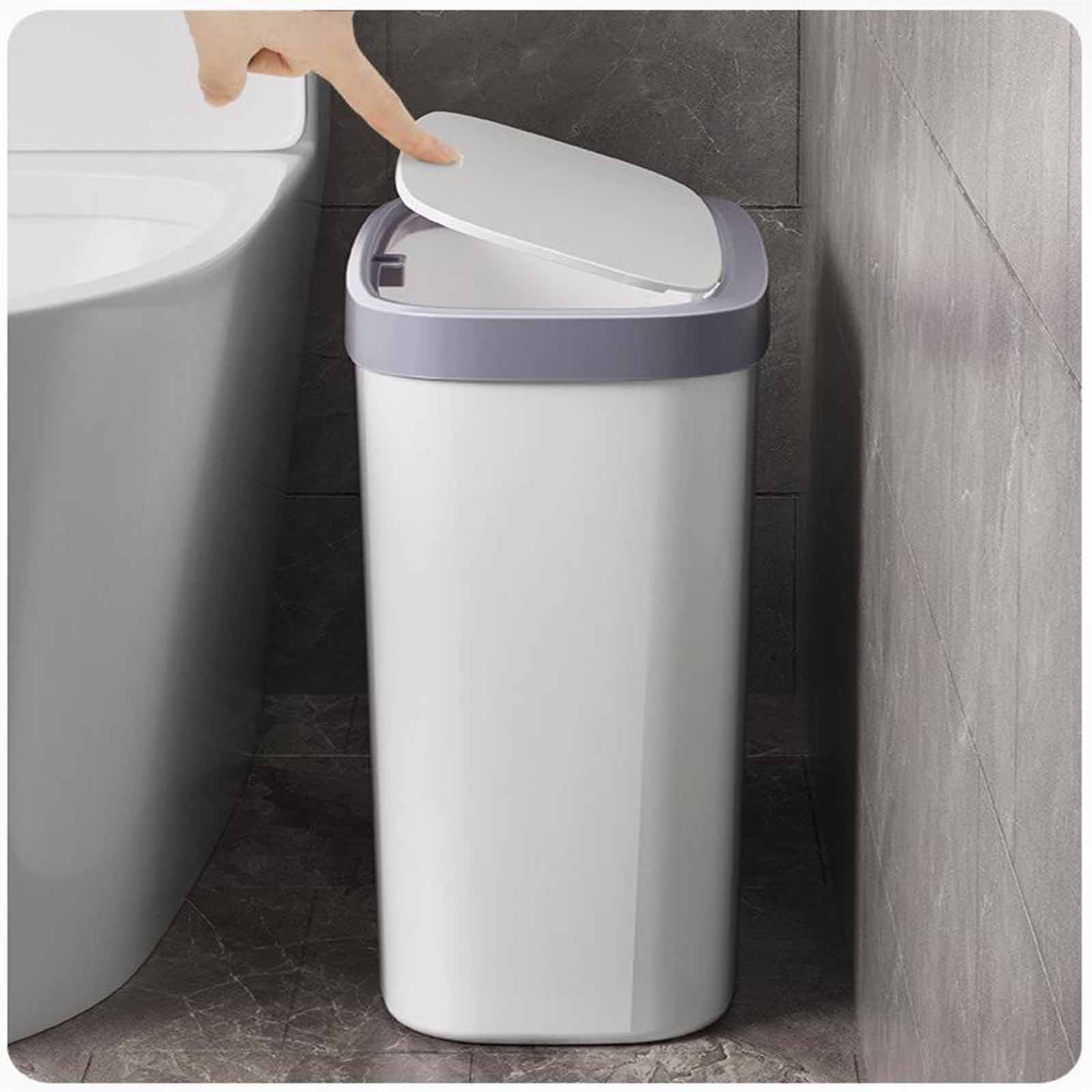 Trash Can under $5! kkbbma Push Top Trash Can for Kitchen Bathroom ...