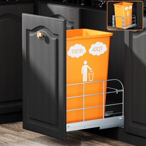 Trash Can Under Cabinet with Soft-Close Slides, 40 Qt Under Sink Trash ...