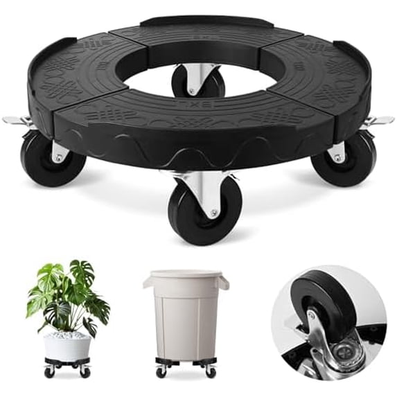Trash Can Dolly with 3 in Upgraded Wheels, 15-19 in Adjustable Round ...