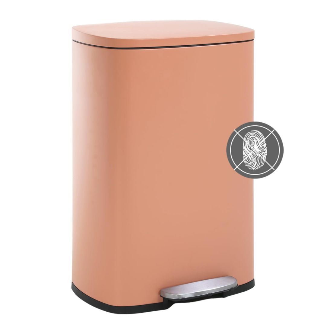 Trash Can, Garbage Can 13 Gallon/ 50L Stainless Steel Metal Bathroom ...