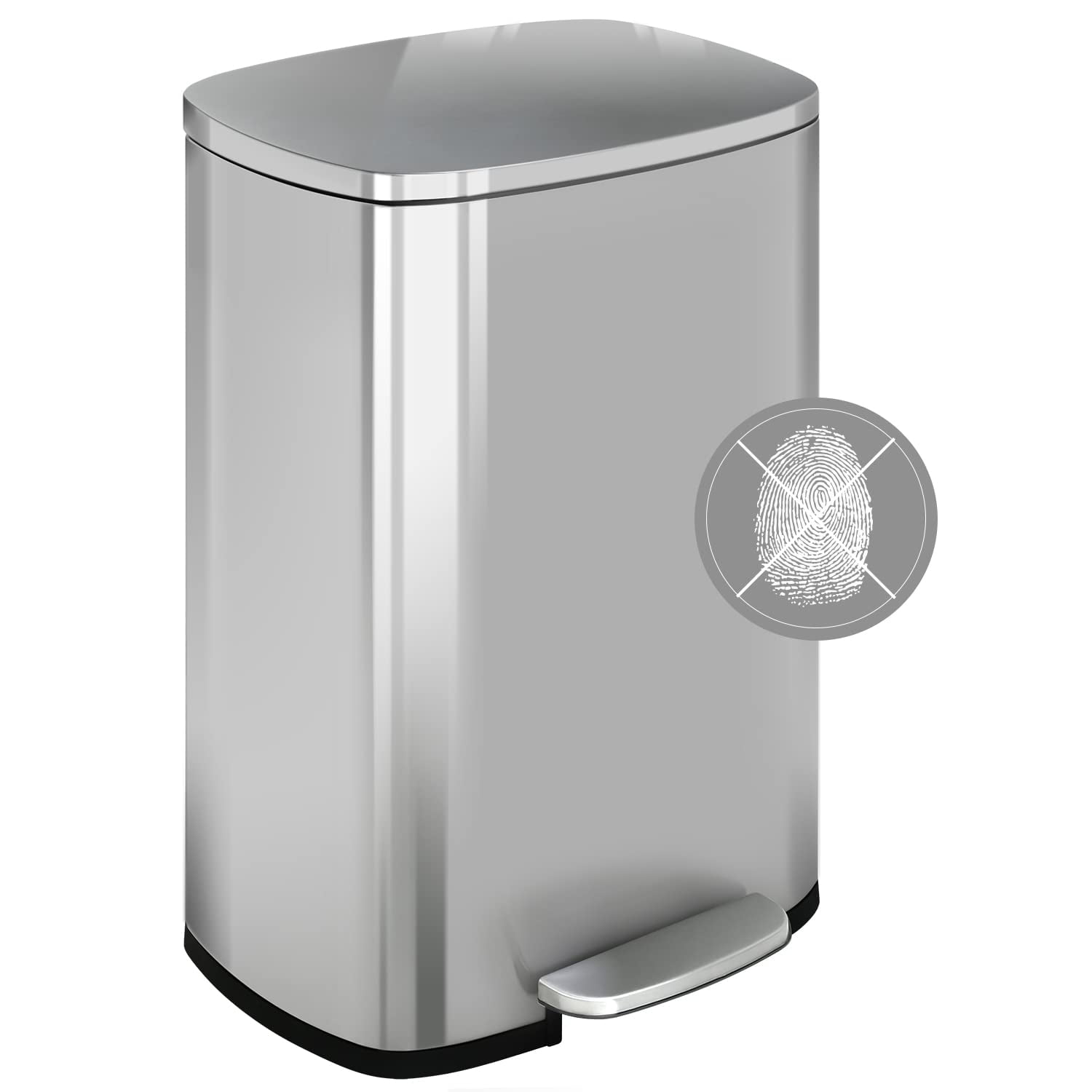 Trash Can, Garbage Can 8 Gallon/ 30L Stainless Steel Metal Bathroom ...