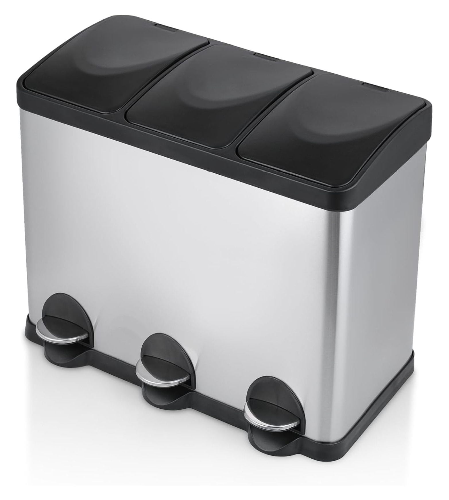 Trash Can with and Inner Buckets, 3 Compartment Step On Recycling Bin ...