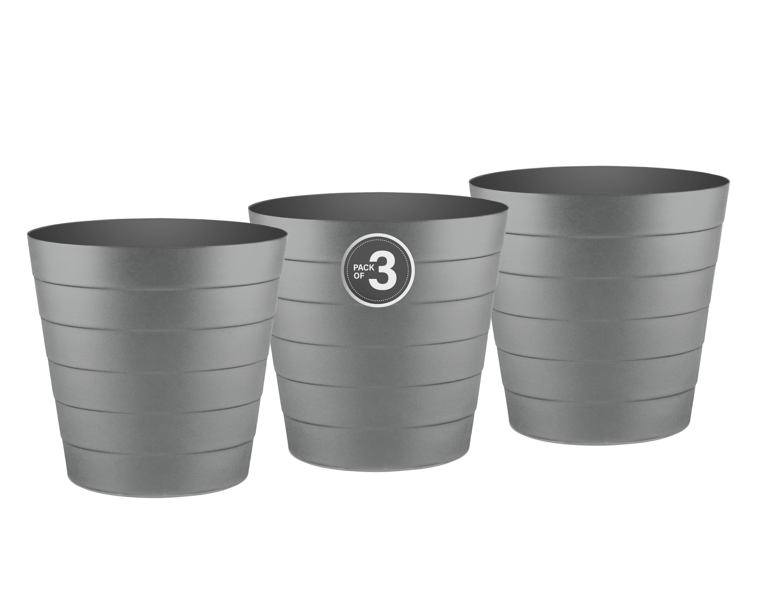 Luxuriaz 3-Compartments Plastic Wastebaskets, 2.1 Gallon, Gray, 3 Count ...