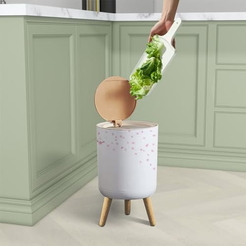 Trash Can with Lid Cherry Blossoms Spring Flower Garden White Japanese ...