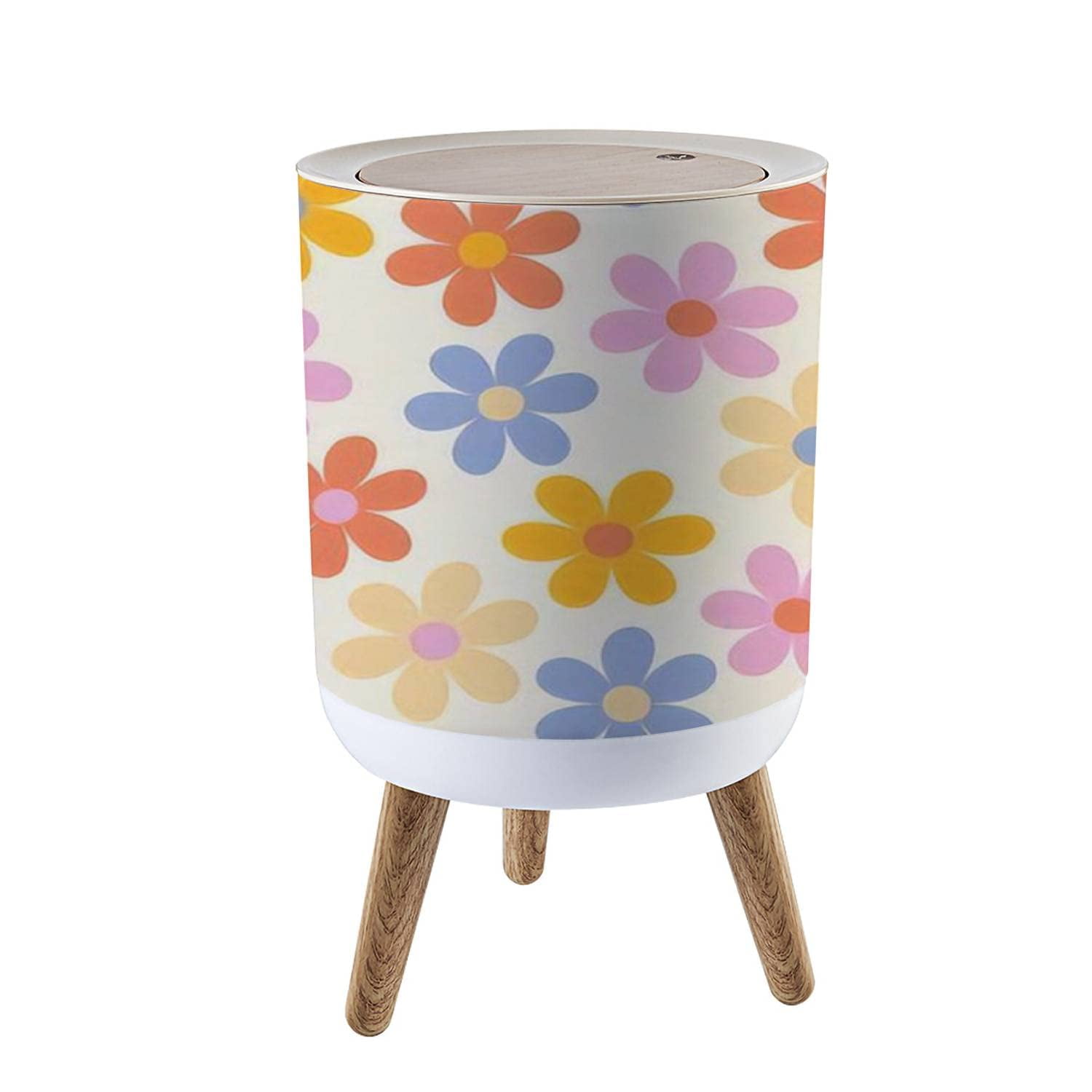 Trash Can with Lid Kitchen Bathroom Bedroom 1.8 Gallon Press Cover ...