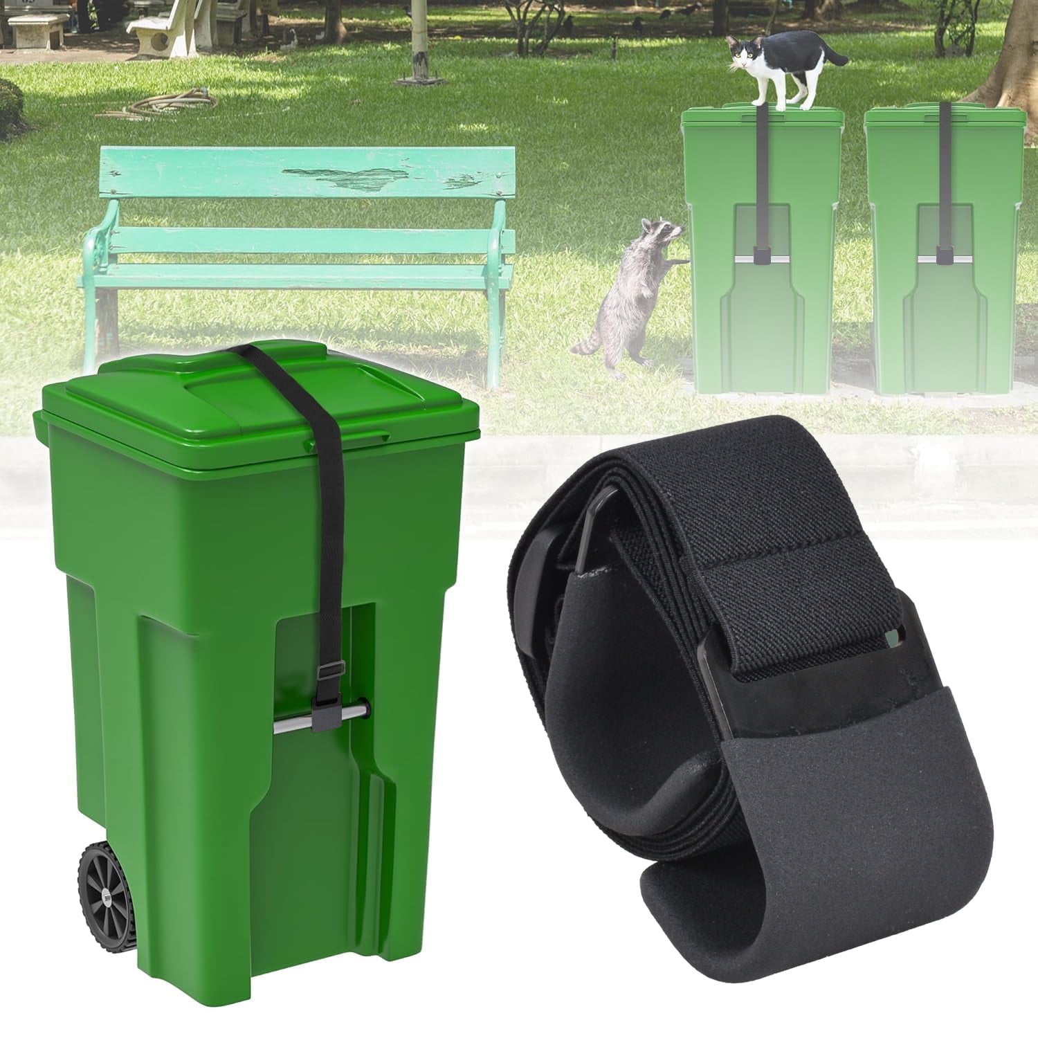 AYAMAYA Trash Can Lid Lock, Strong Metal Claw Outdoor Garbage Can Locks ...