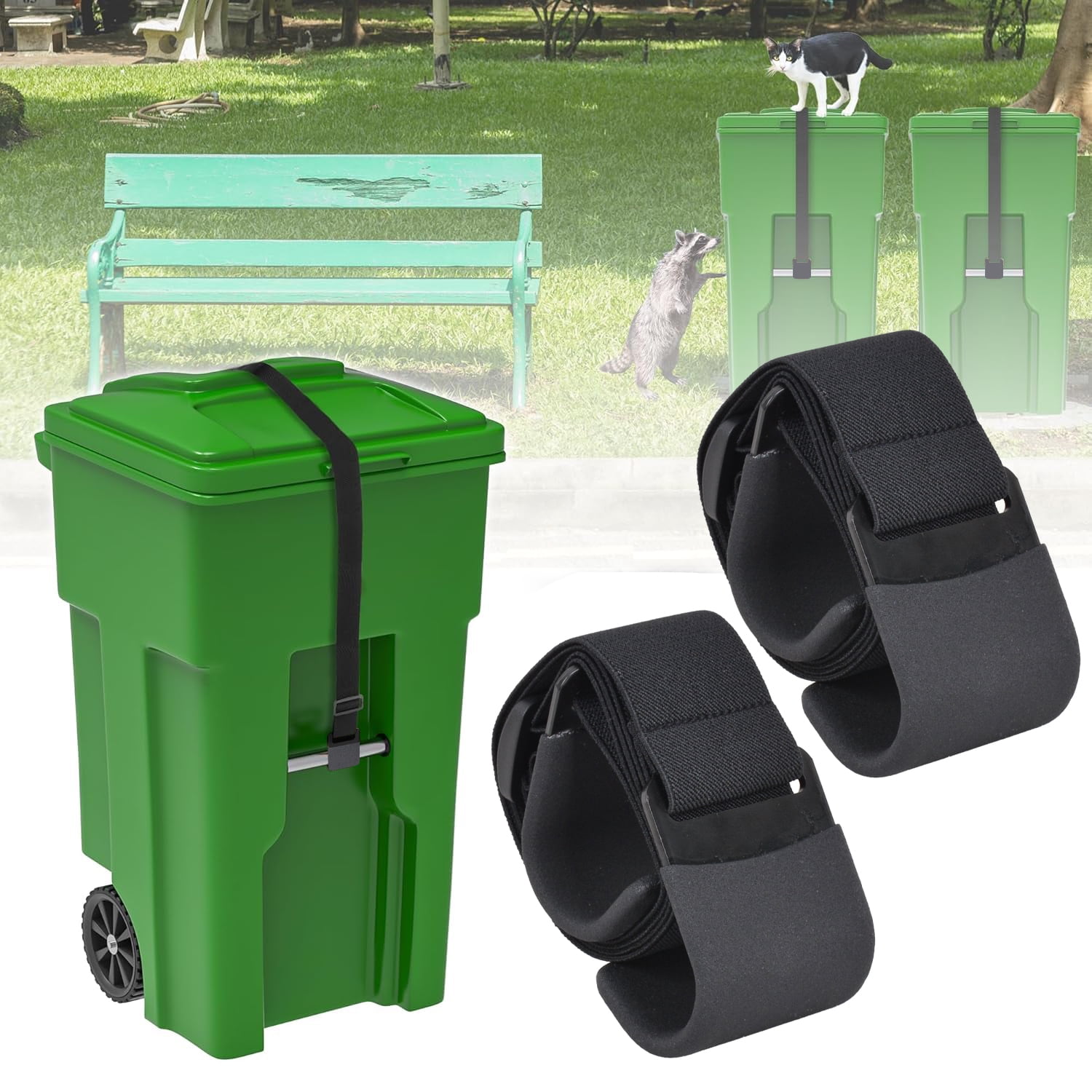 Trash Can Lid Lock, Strong Metal Claw Garbage Can Locks Adjustable ...