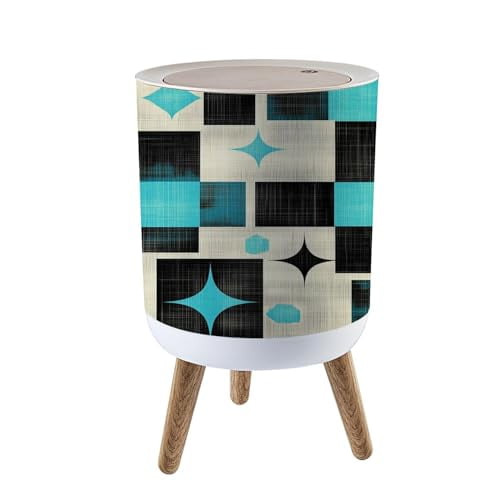 Trash Can with Lid Mid Century Atomic Starbursts Retro Abstract ...