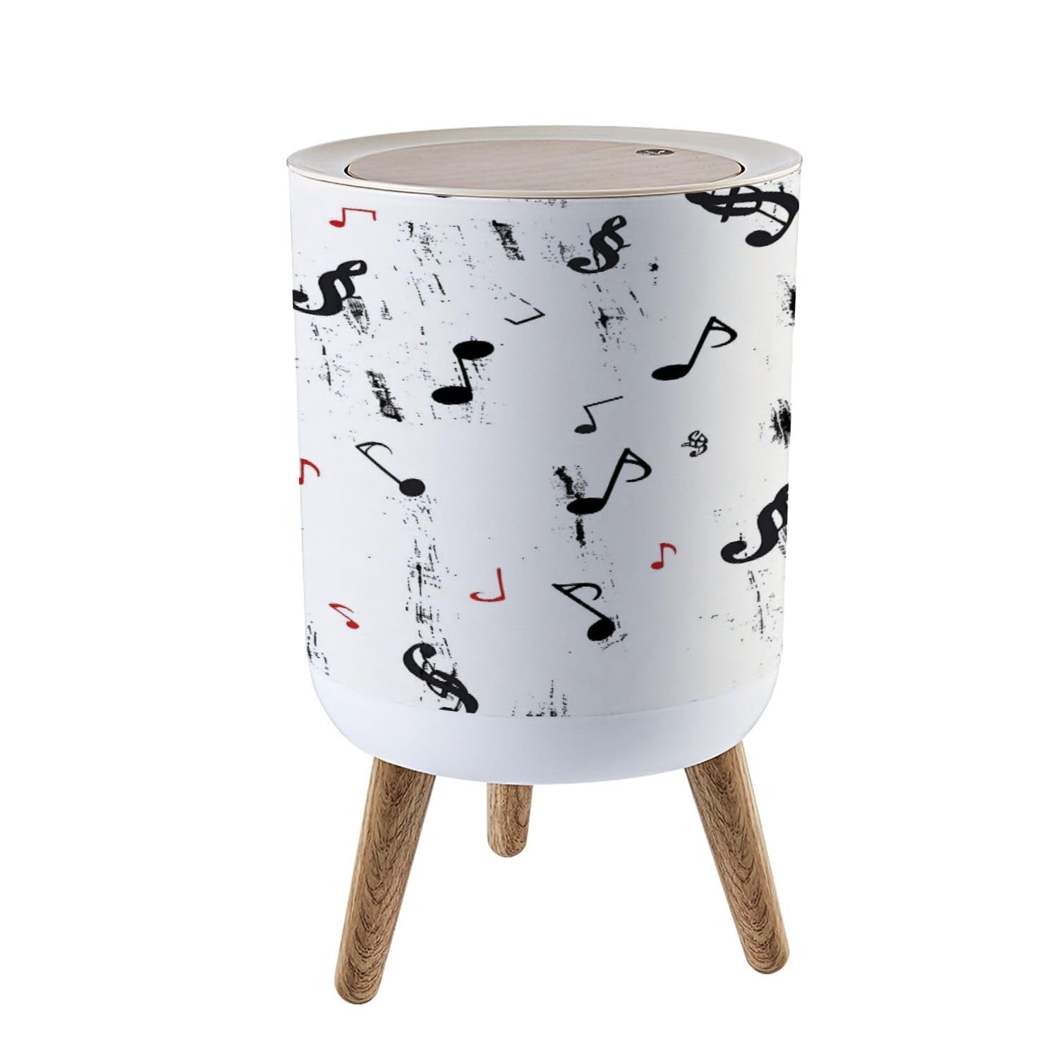 Trash Can with Lid Music note doodle drawn pattern Hand drawn sketch ...