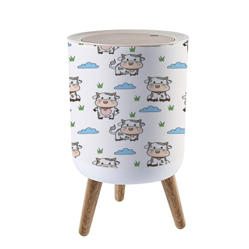 Trash Can with Lid smiling standing cow pattern spot Fresh milk Moo ...