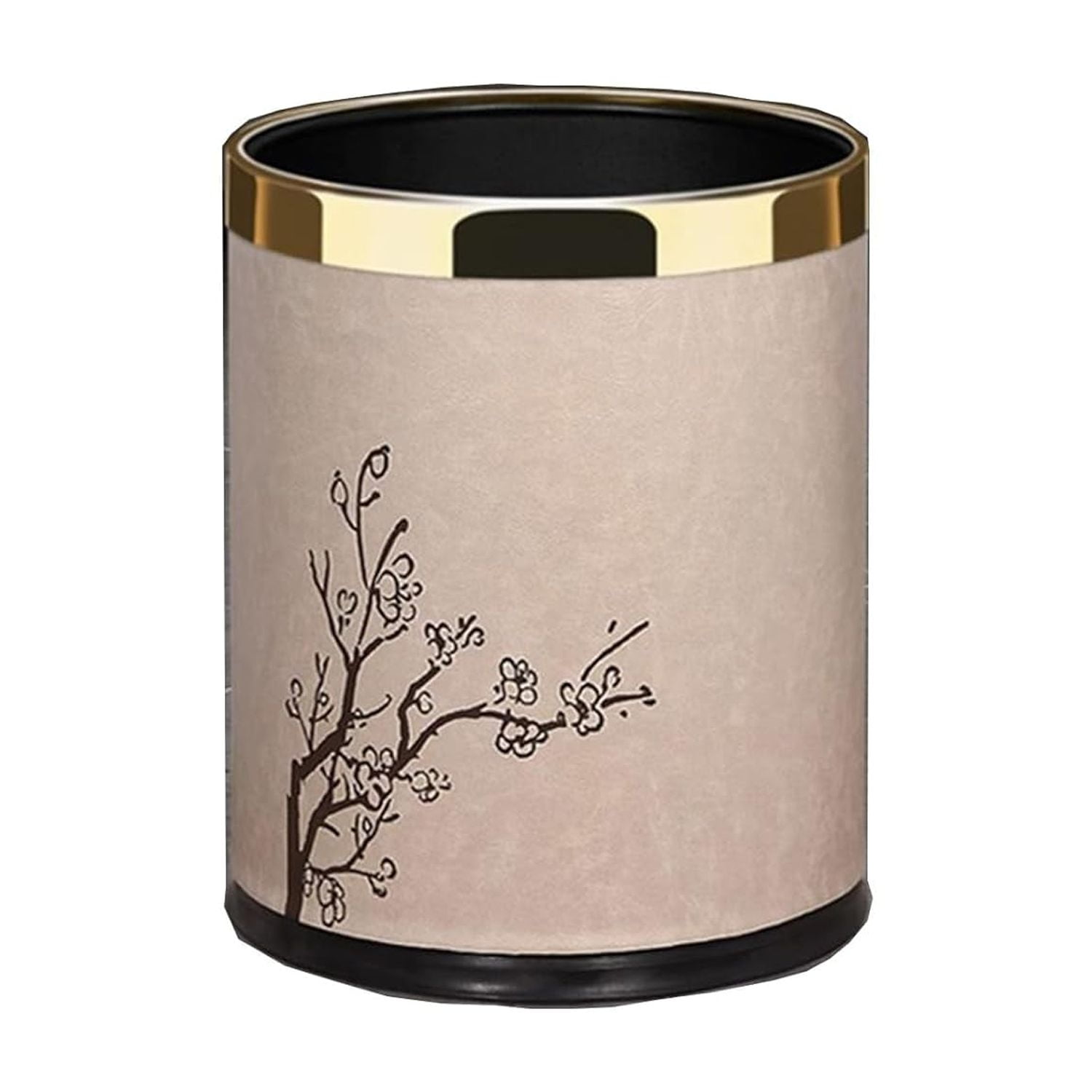 Trash Can Luxury Metal Waste Bin with Leather Cover,Open Top Office ...