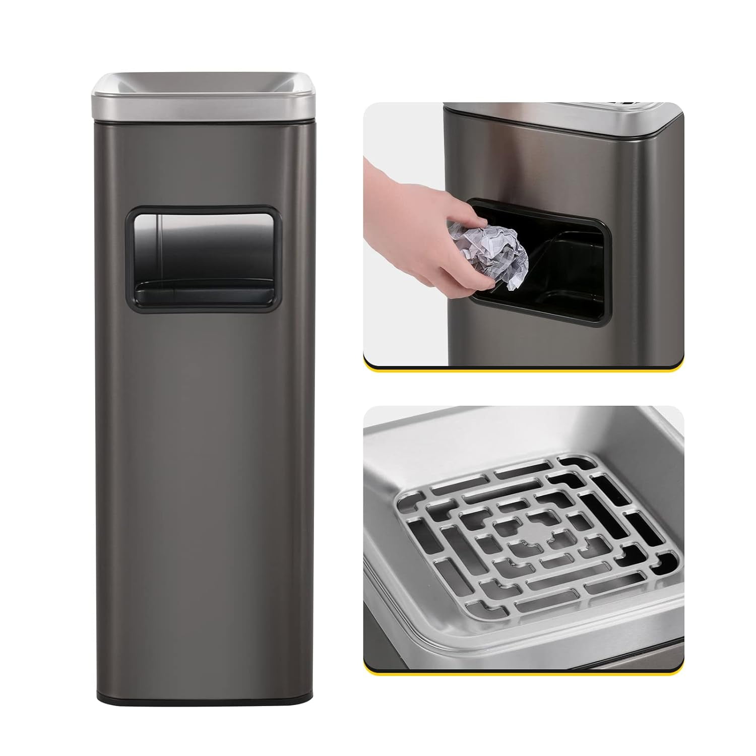 Trash Can Outdoor Large Garbage Can with Lid Stainless Steel Trash Bin ...