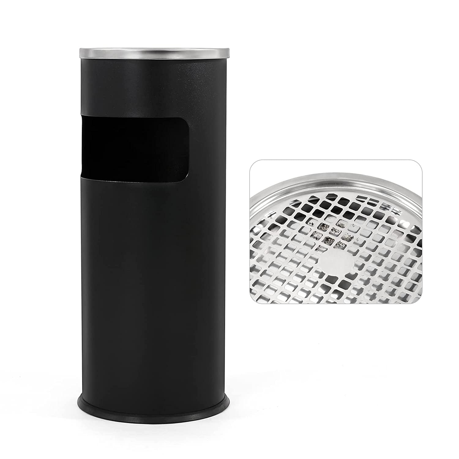 Trash Can Outdoor Waste Container Round Stainless Steel Trash Can with ...