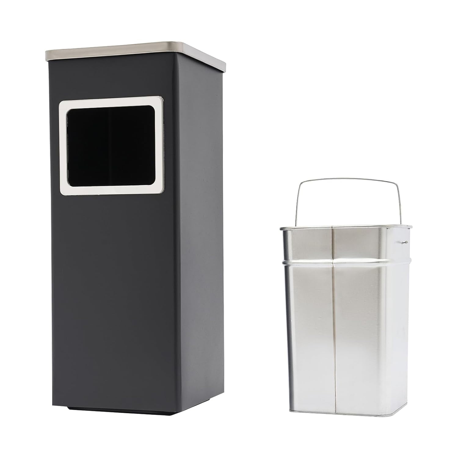 Trash Can Outdoor Waste Container, Square Stainless Steel Trash Can ...