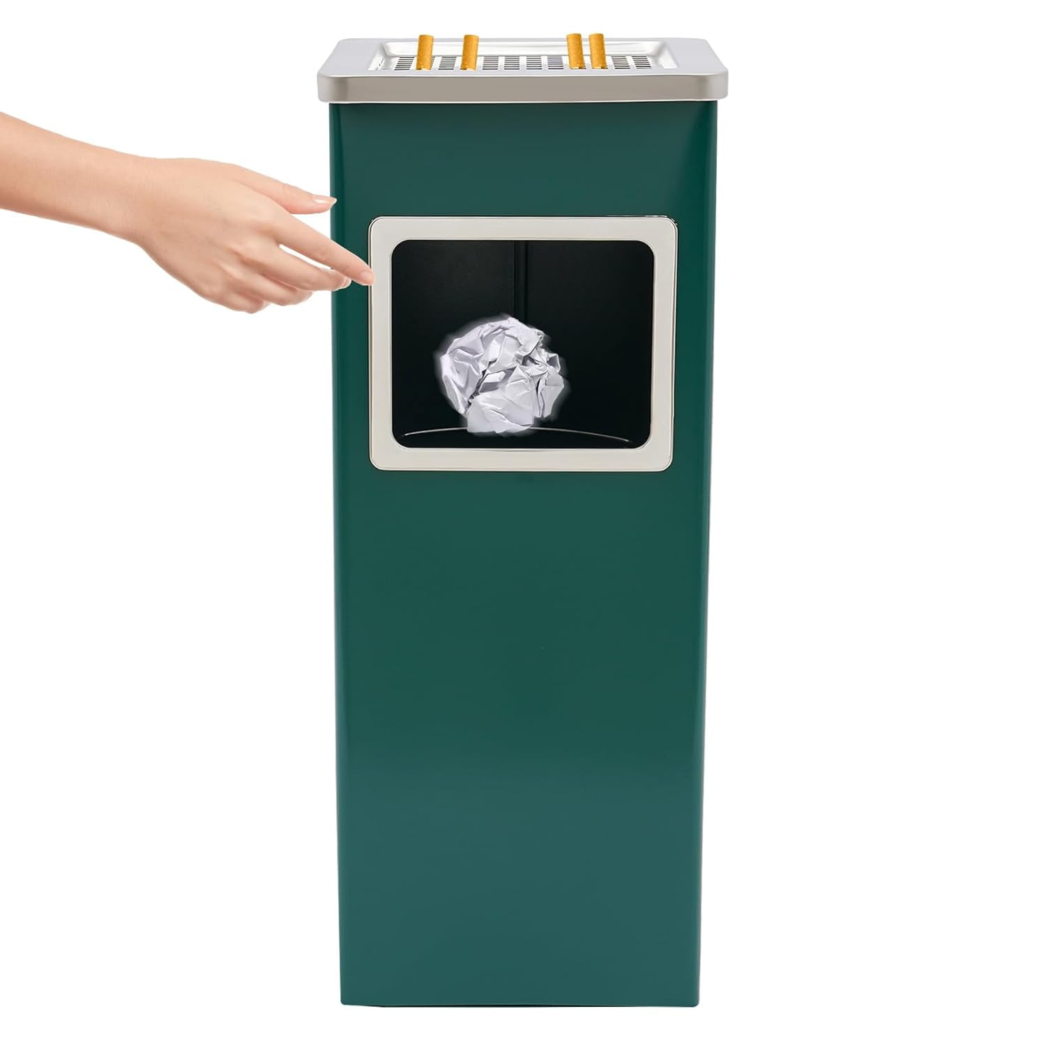 Trash Can Outdoor Waste Container, Square Stainless Steel Trash Can ...