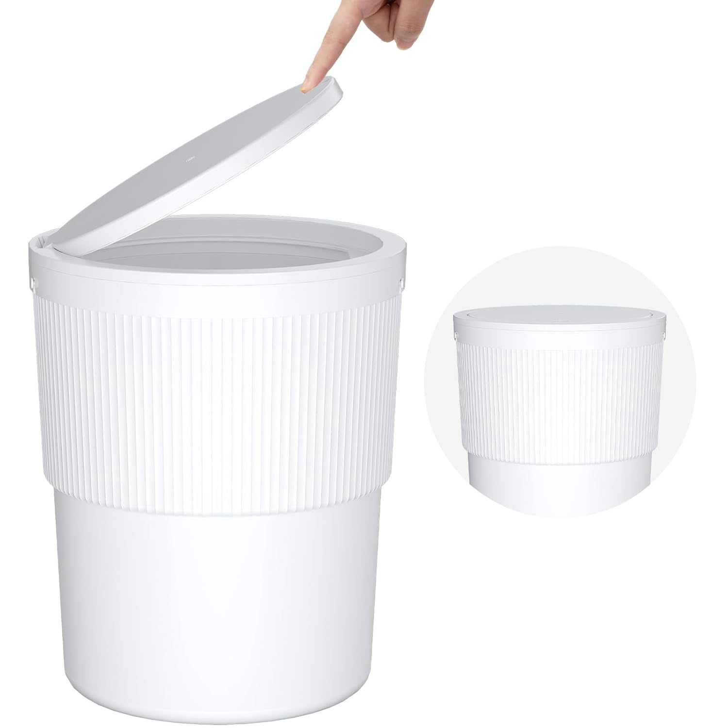 Trash Can with Pop-Up Lid, 2.6gal Small Hidden Garbage Can with ...