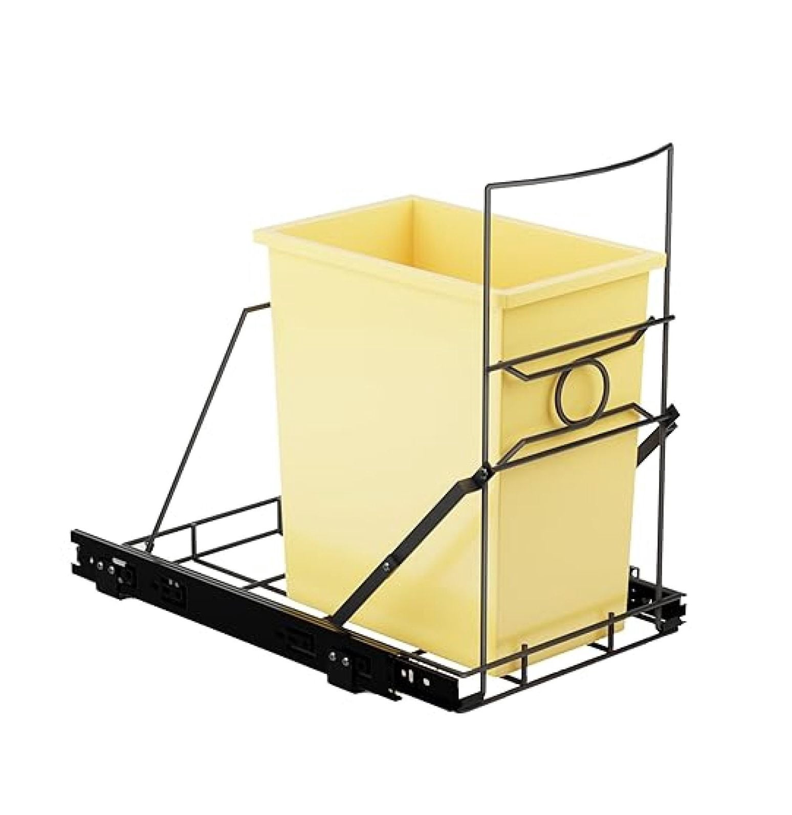 Trash Can Pull Out Cabinet, Stainless Steel Slide Out Trash Bin Rack ...
