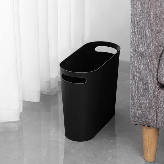 Trash Can, Slim Garbage Can Plastic Waste Basket with Handles Container ...