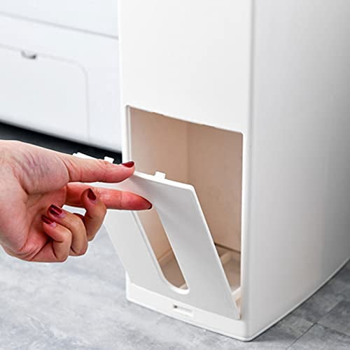 Trash Can,Slim Plastic Narrow Trash Can with Toilet Brush Holder ...