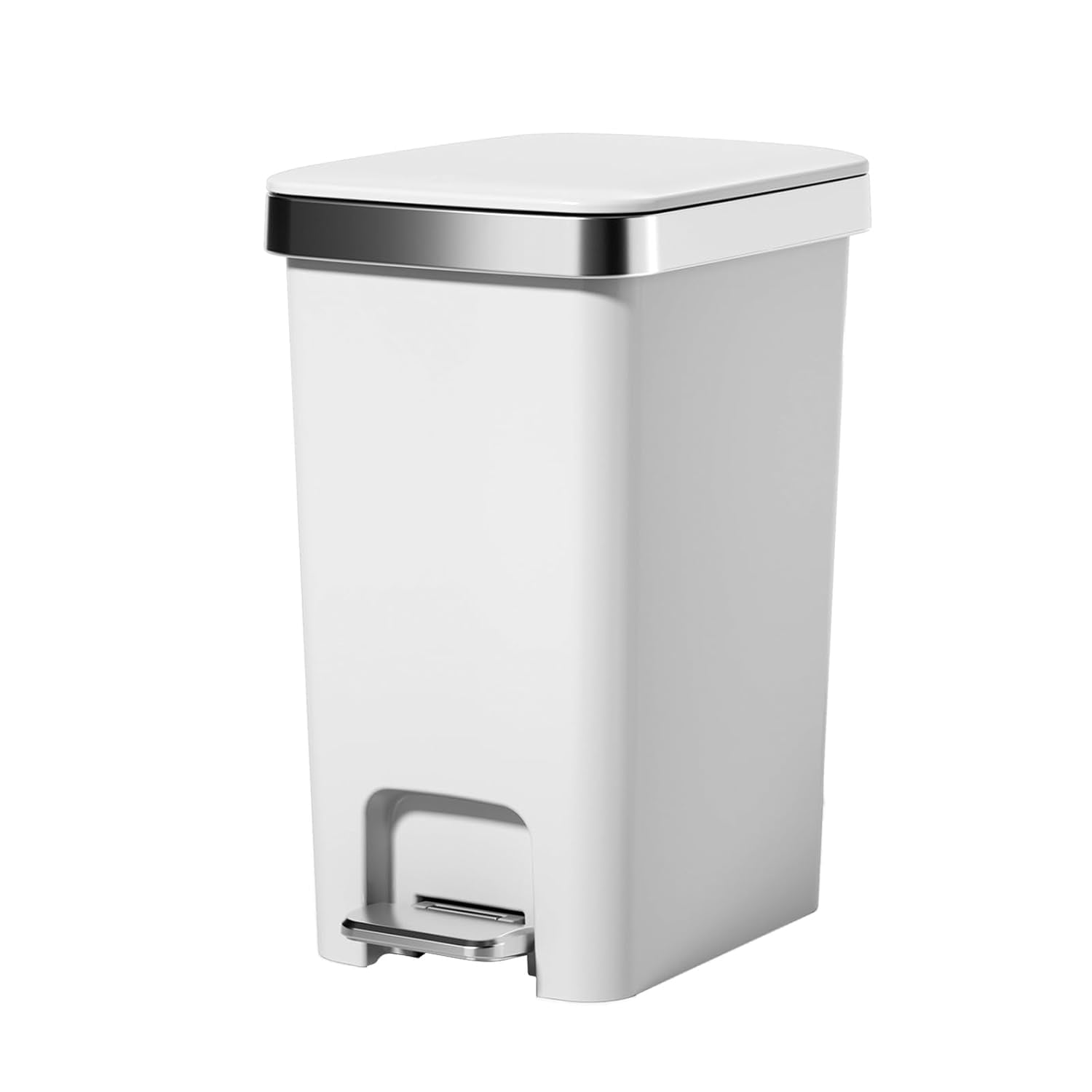 Trash Can with Soft-Close Lid 4 Gal, Foot Pedal & Press Open, Plastic ...