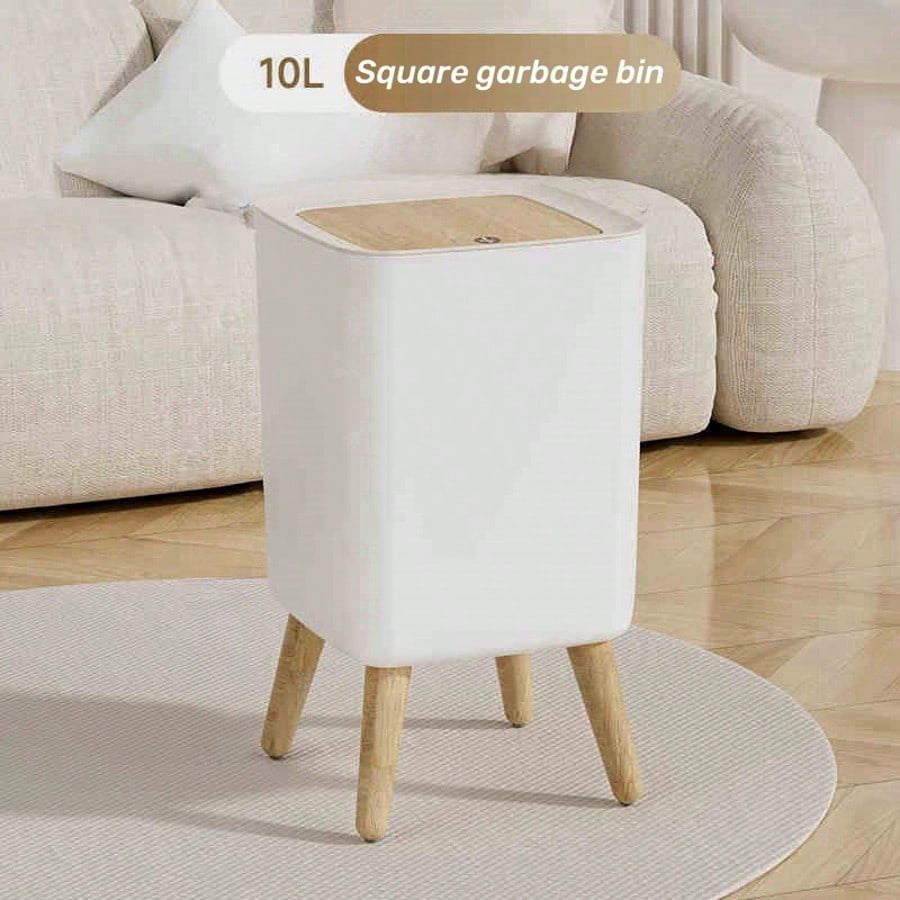 Scandinavian Modern Tall Trash Can with Lid – Sleek Plastic Waste Bin ...