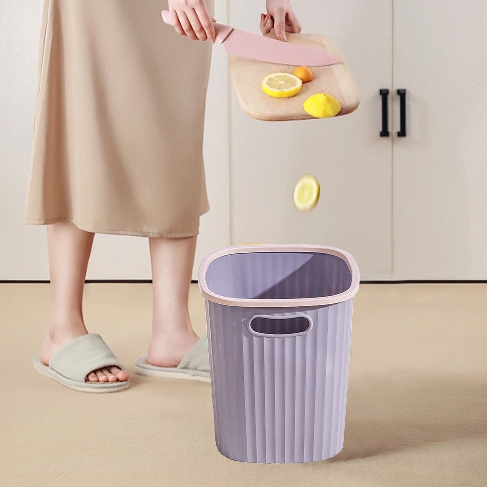 Trash Can Without Lid Wastebasket Plastic Garbage Container Bin for ...