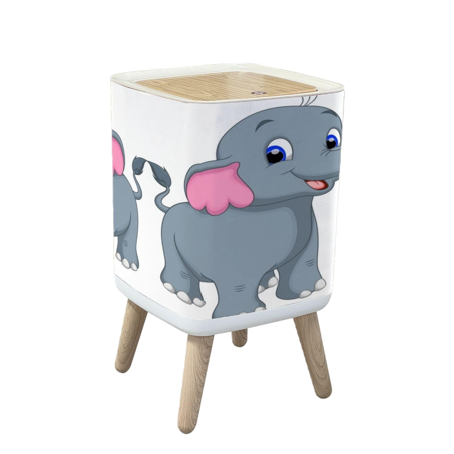Trash Can with Lid Cute Elephant Cartoon Garbage Can Rectangular Waste ...