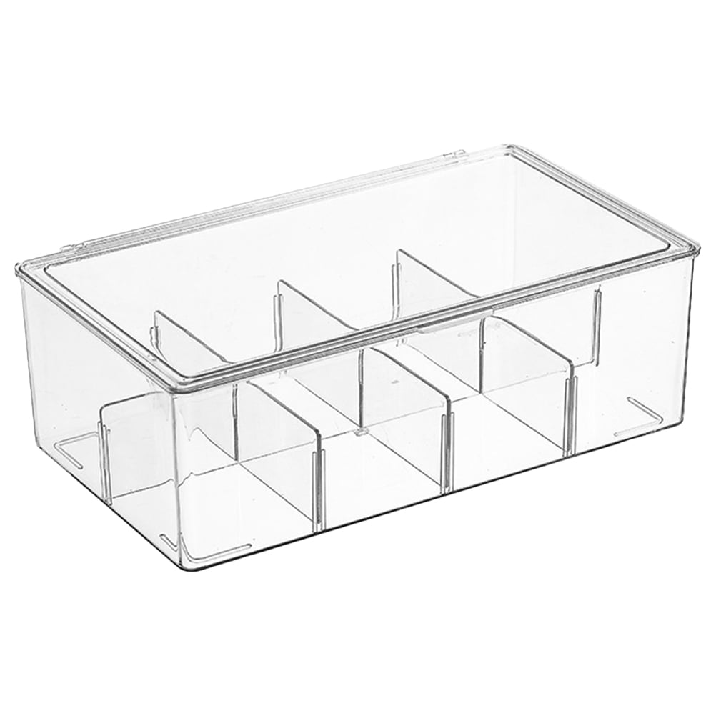 Trash Can with Lid Tea Box Clear Container Condiment Bag Holder Office ...