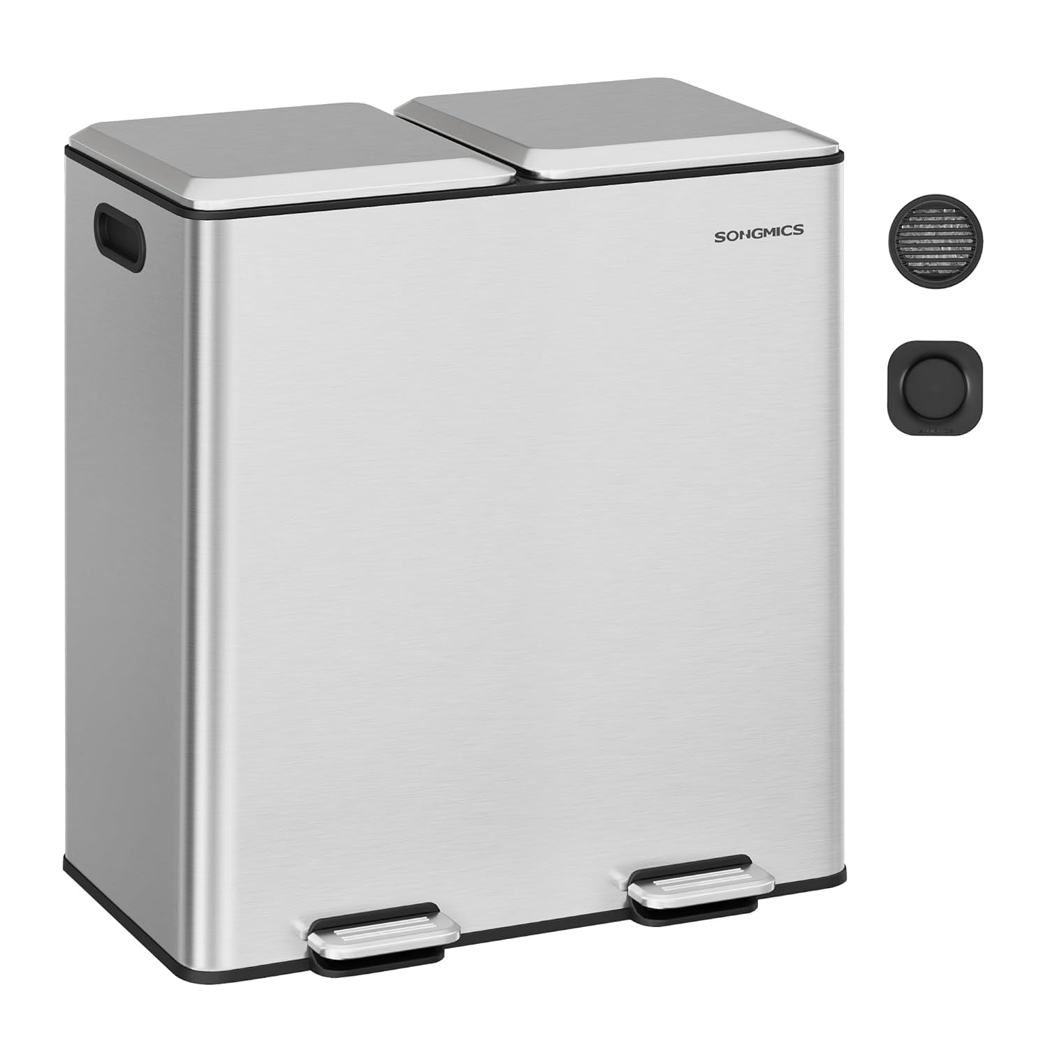 Trash Can x Gallon x L) Double Garbage Can with Soft-Close Lids ...