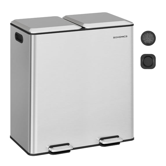 Trash Can x Gallon x L) Double Garbage Can with Soft-Close Lids ...