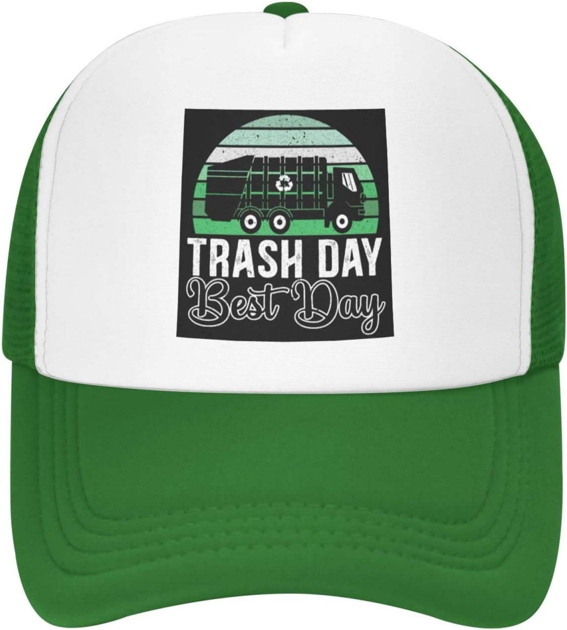 Trash Day Best Day Waste Management Garbage Truck Trucker Hat Green Men ...