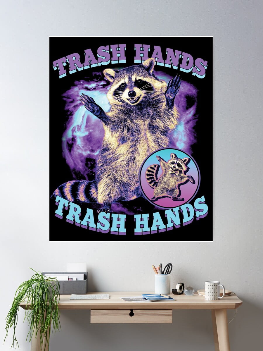Trash Hands, Not Jazz Hands! Funny Raccoon Vintage 90'S Bootleg Hiphop Street Cat Trash Panda ...