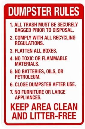 All Trash Must Be Securely Bagged Prior To Disposal Keep Area Clean And ...