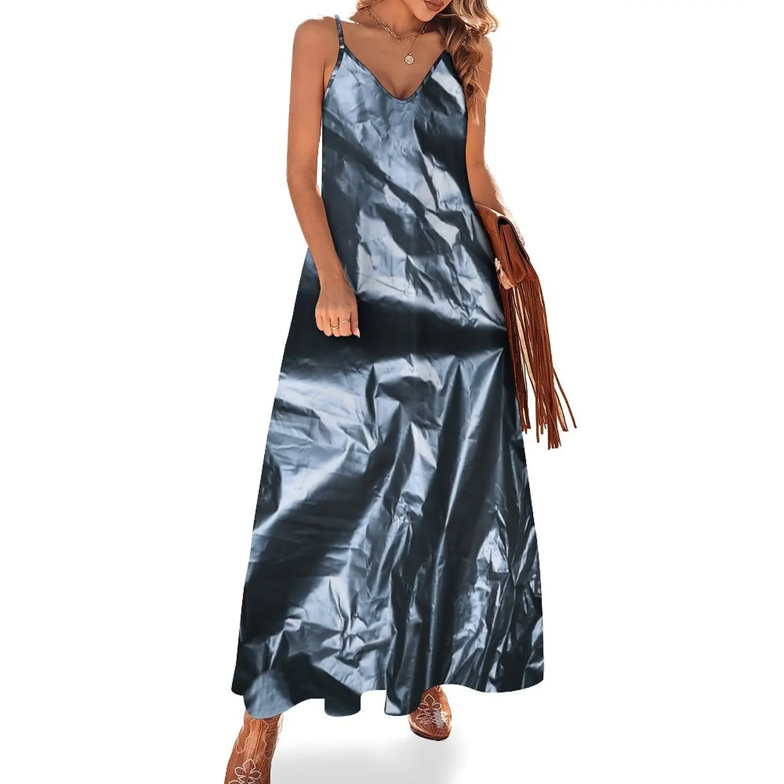 Trash Plastic Bag Texture Sleeveless Dress cocktail dresses women ...