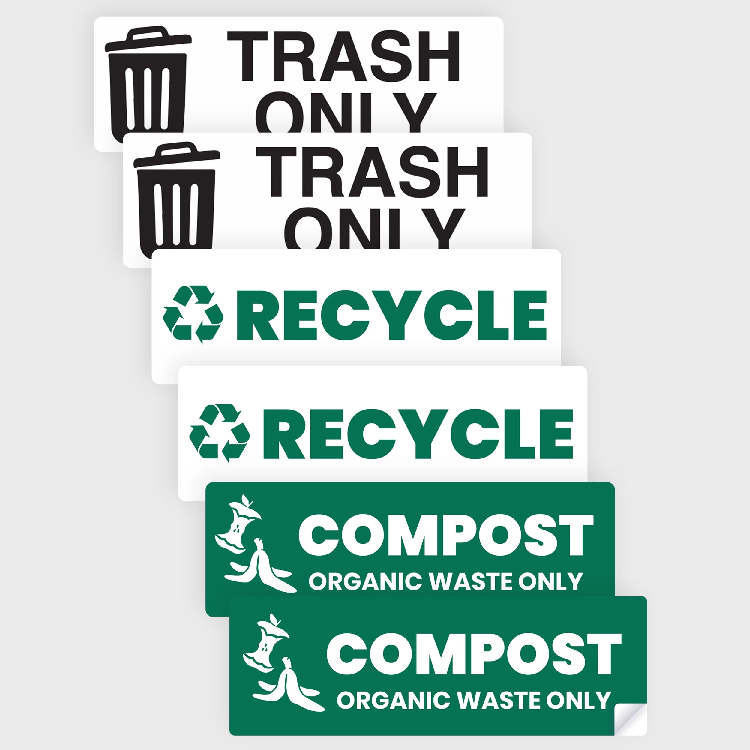 Trash Recycle Compost Sticker Set – Heavy-Duty Trash Bin Labels | 6 x 2 ...