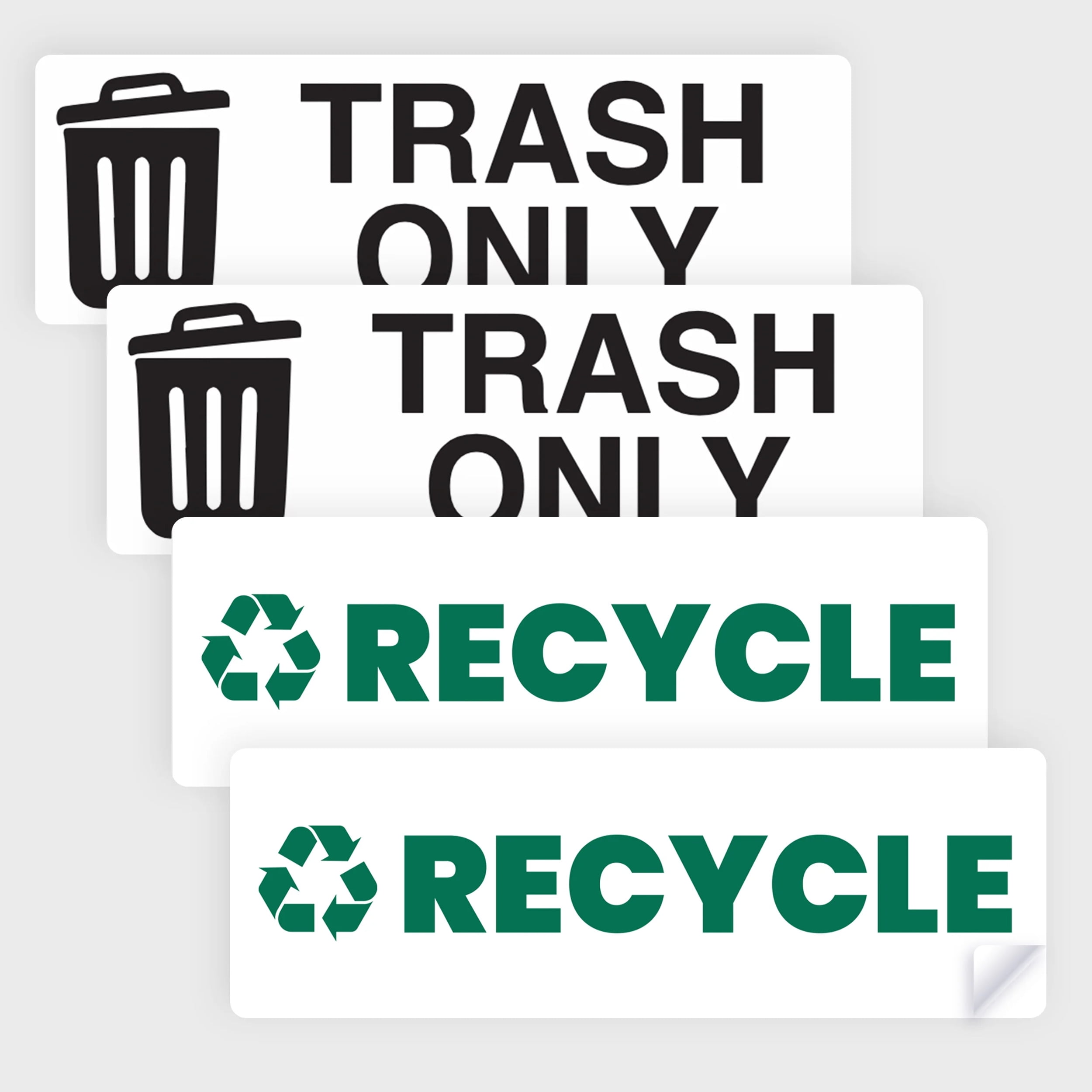 Trash Recycle Sticker Set – Heavy-Duty Trash Bin Labels | 6 x 2 | Made ...