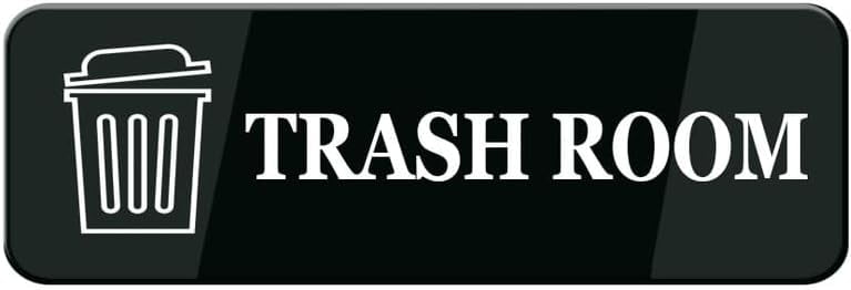 Trash Room Sign, Self Adhesive Sign For Door Or Wall 9 X 3 Inch Quick ...