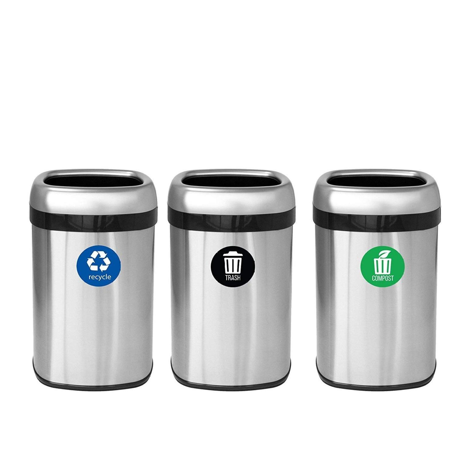 Trash Stickers Premium Vinyl Decals for Trash Can; 3" Round Waterproof ...