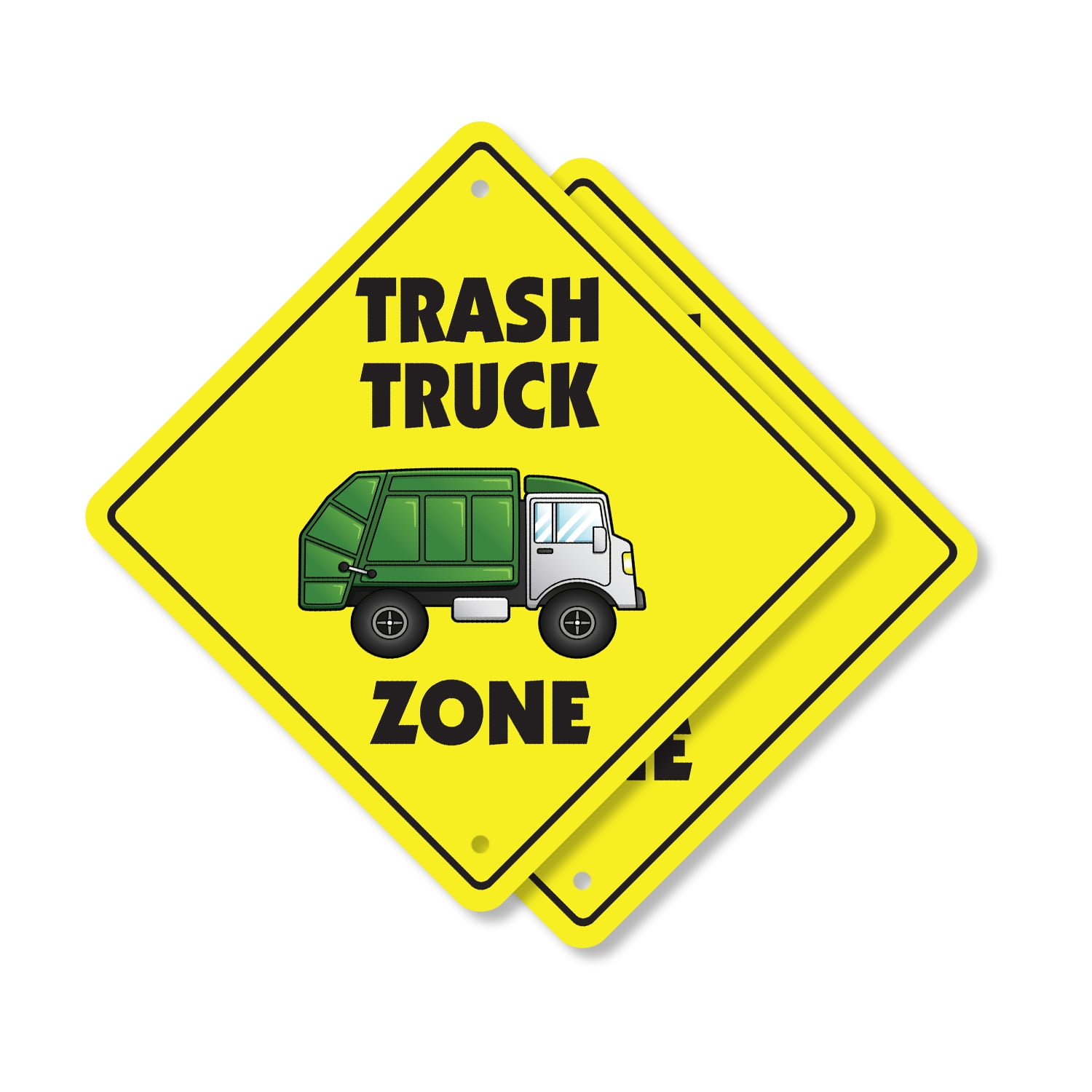 Trash Truck (2 Pack) Plastic Crossing Sign - 10 Inch X 10 Inch Xing ...
