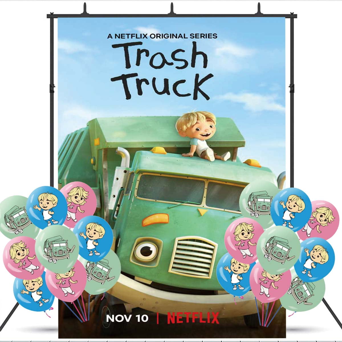Trash Truck Backdrop Banner Balloons Party Decorations Supplies ...